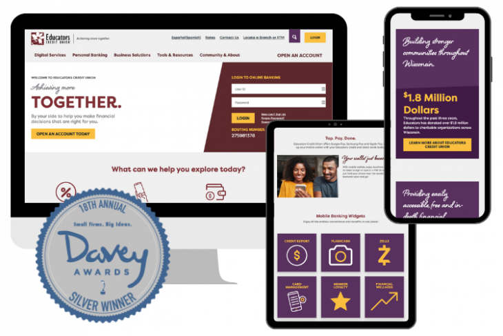 VSECU, OnPoint, Educators, and UMe Win 2022 Davey Awards! - PixelSpoke